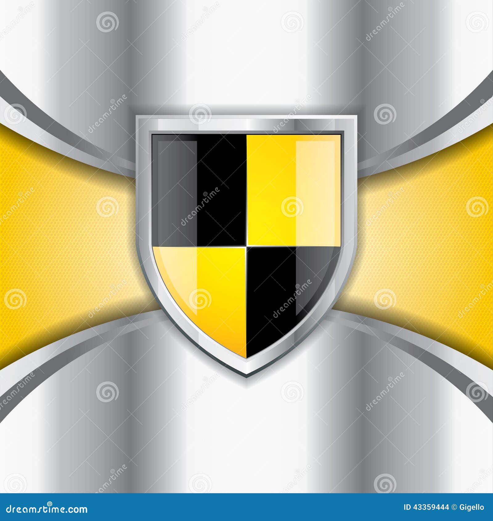Glossy Black and Yellow Shield Stock Vector - Illustration of button ...