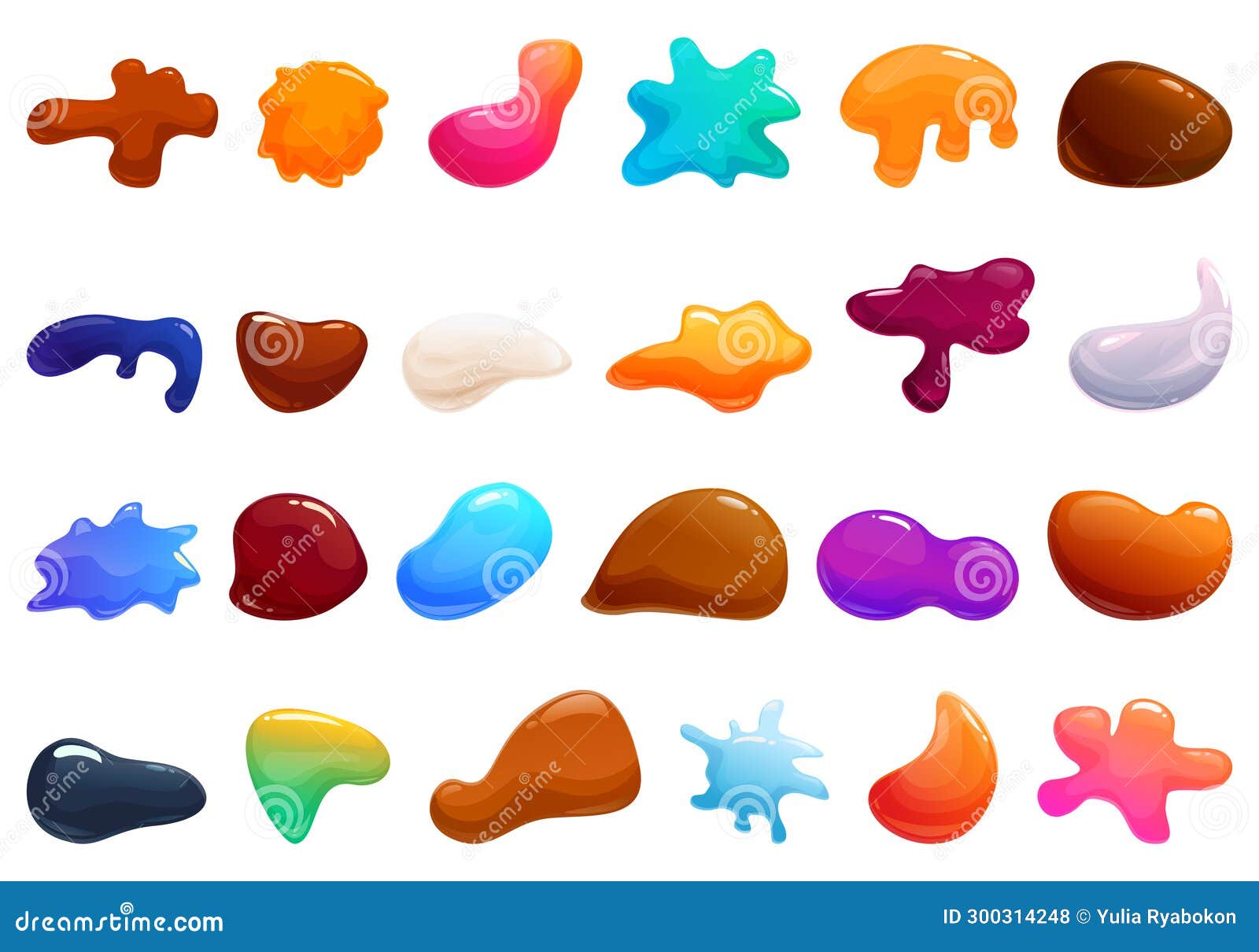 Glossy Blobs Icons Set Cartoon Vector. Shape Paint Stock Illustration ...