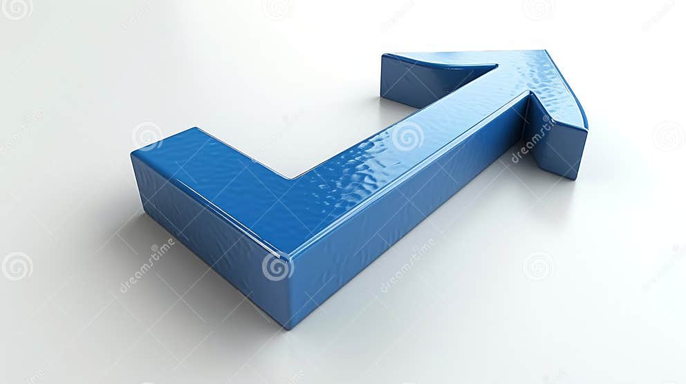 Glossy Blue Arrow in the Shape of Check Mark on White Background ...