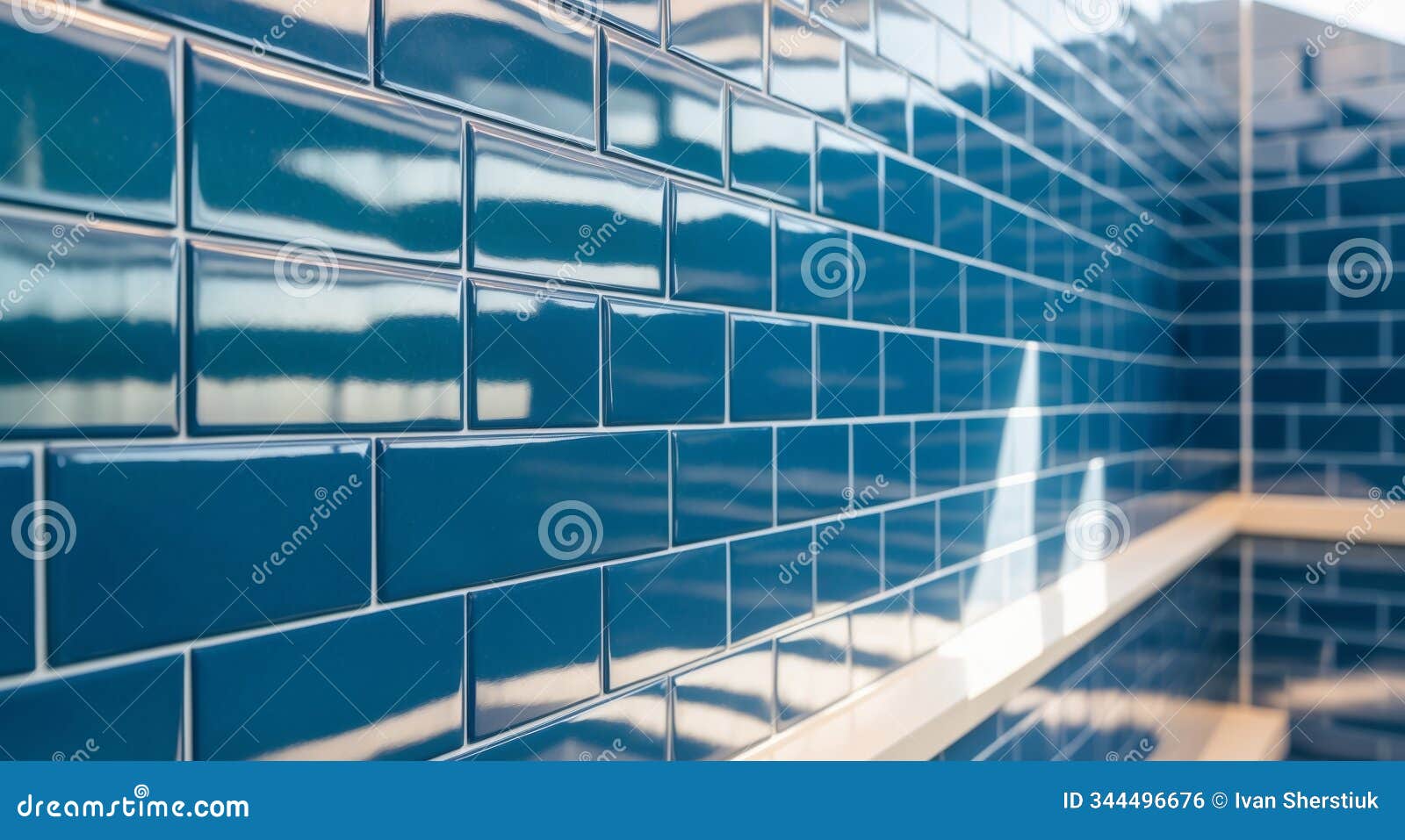 Glossy Blue Ceramic Tile Wall Background Shiny Blue Tiles with ...