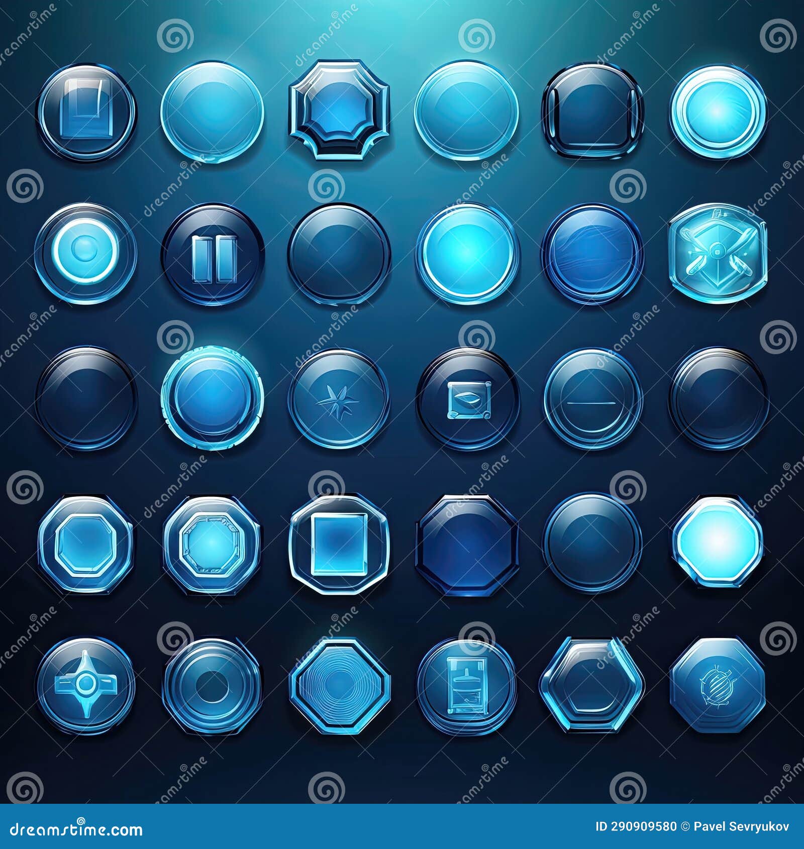 Glossy Blue Glass Button Ai Generated Stock Photo - Image of shape ...