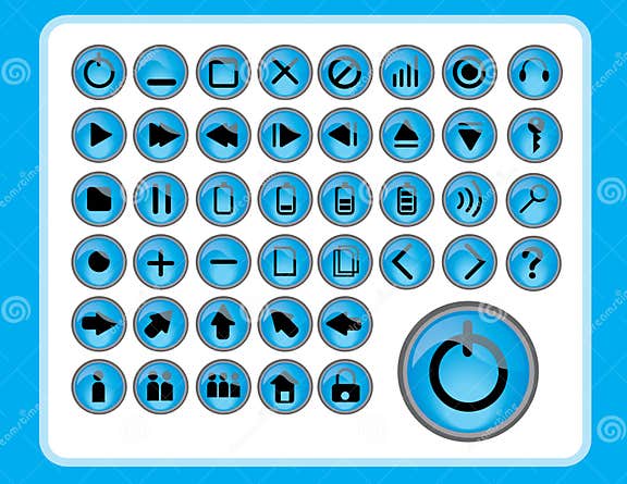 Glossy blue icons stock vector. Illustration of navigate - 970717