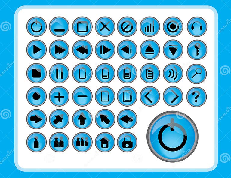 Glossy blue icons stock vector. Illustration of navigate - 970717
