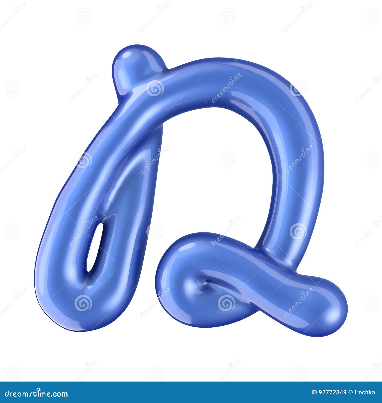 Glossy Blue Letter D Uppercase. 3D Rendering Stock Illustration ...