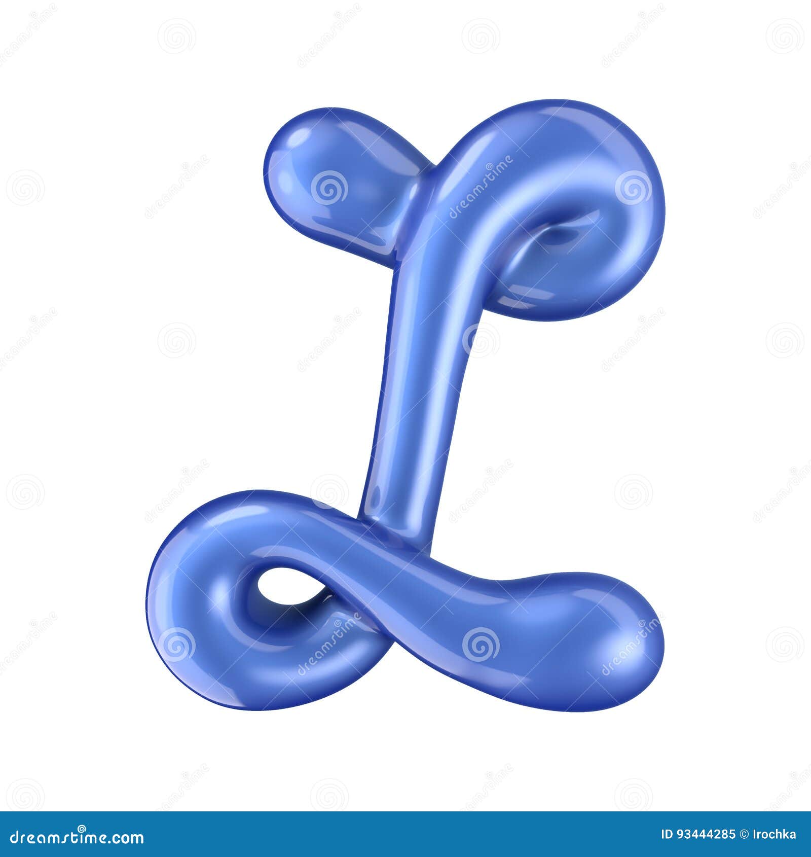 Glossy Blue Letter L Uppercase. 3D Rendering Stock Illustration ...