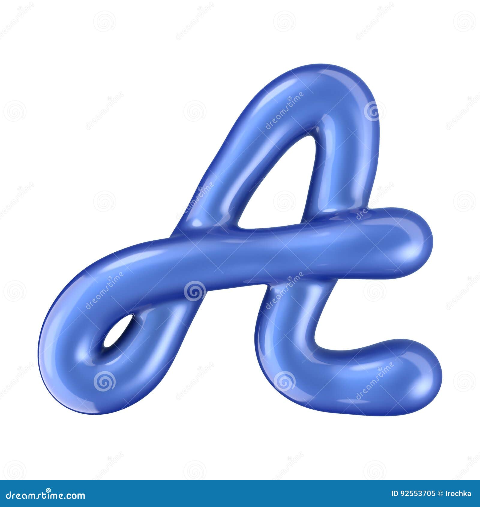 Glossy Blue Letter a Uppercase. 3D Rendering Stock Illustration ...