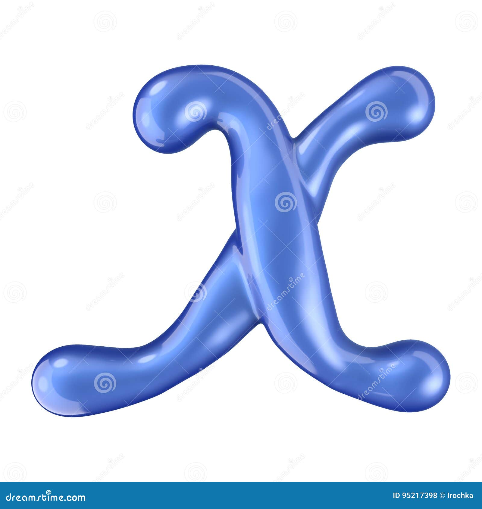 Glossy Blue Letter X Uppercase. 3D Rendering Stock Illustration ...