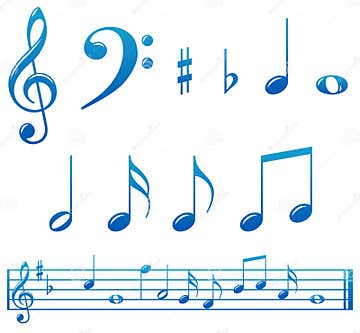 Glossy blue music notes stock vector. Illustration of sheet - 2590258