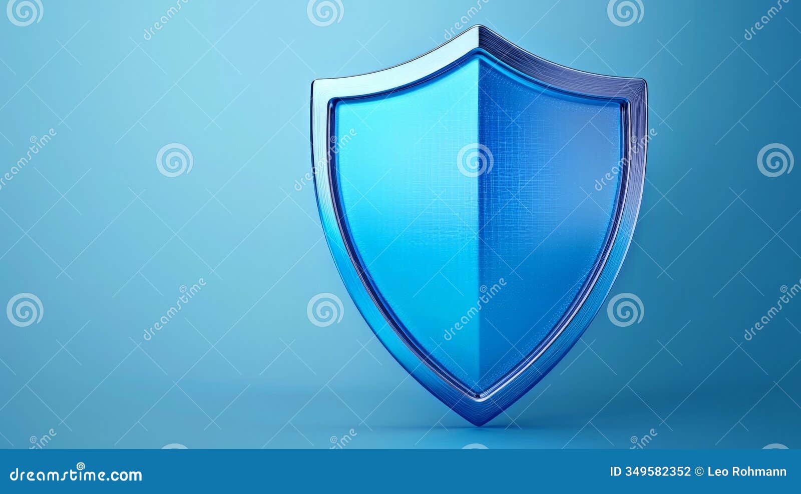 Glossy Blue Shield Icon on a Clean Blue Gradient Background ...