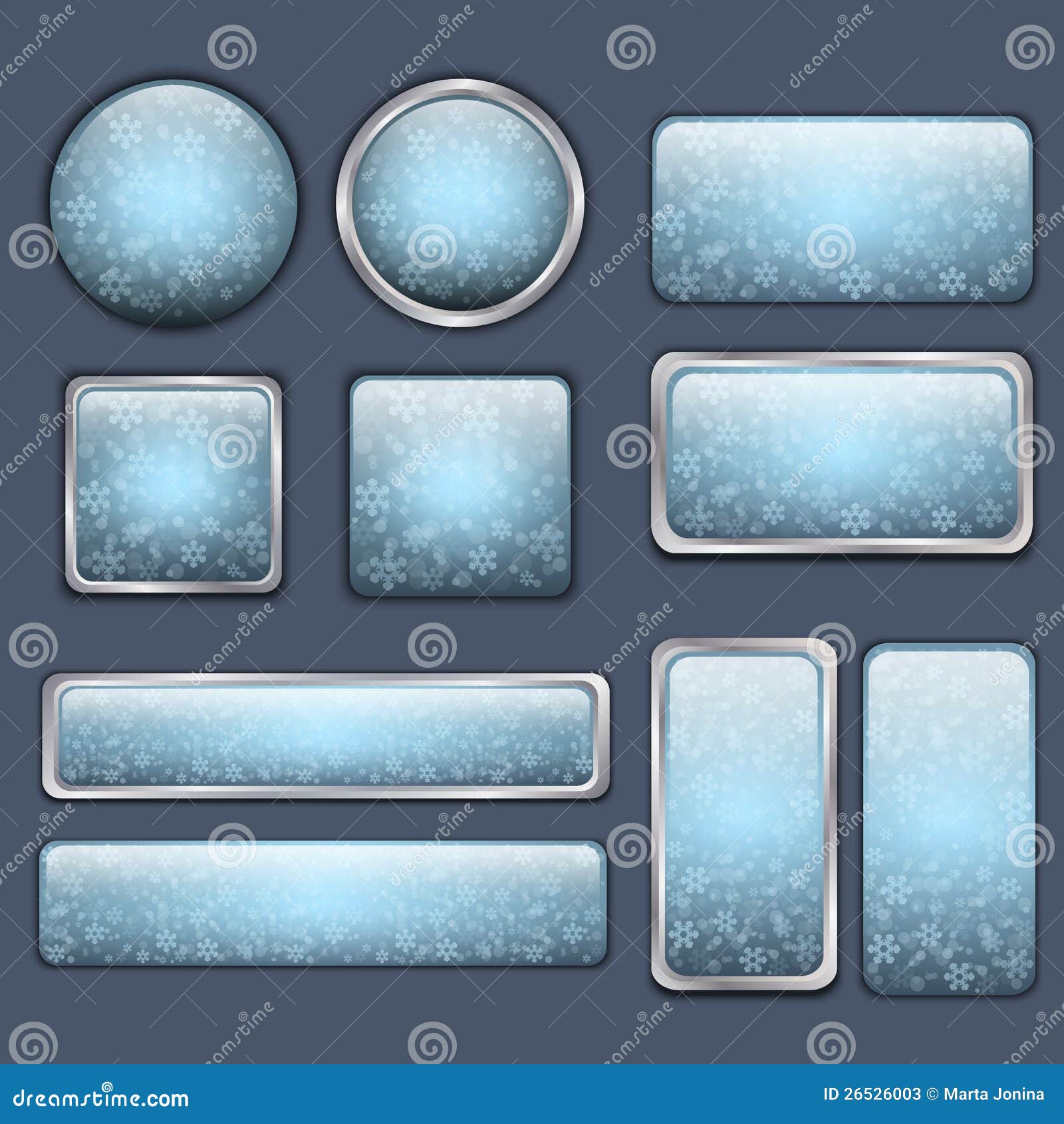Glossy blue winter buttons stock vector. Illustration of button - 26526003