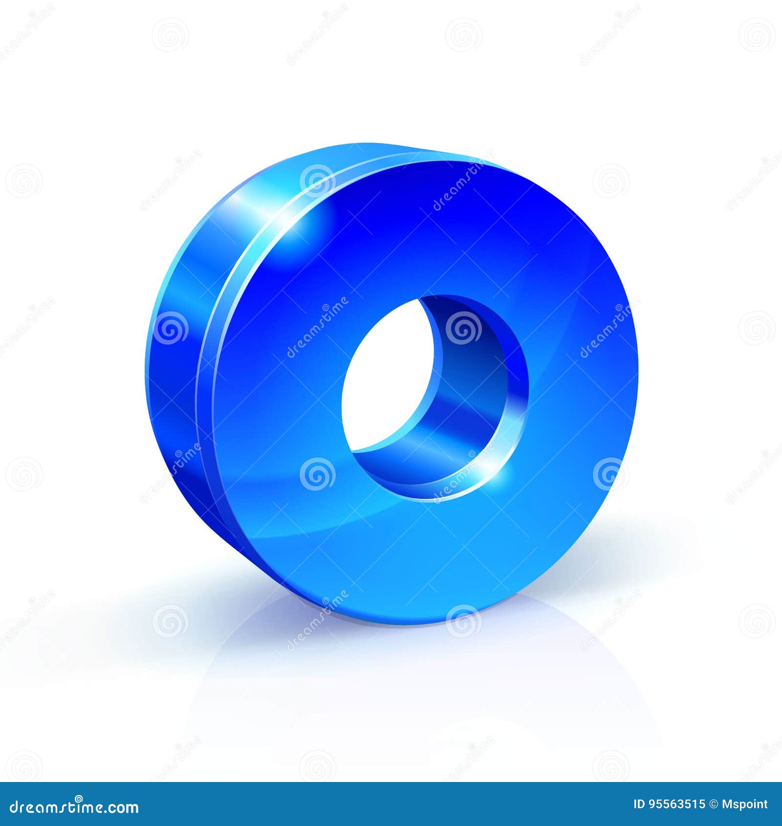 Glossy Blue Zero 0 Number. 3d Illustration on White Background Stock ...