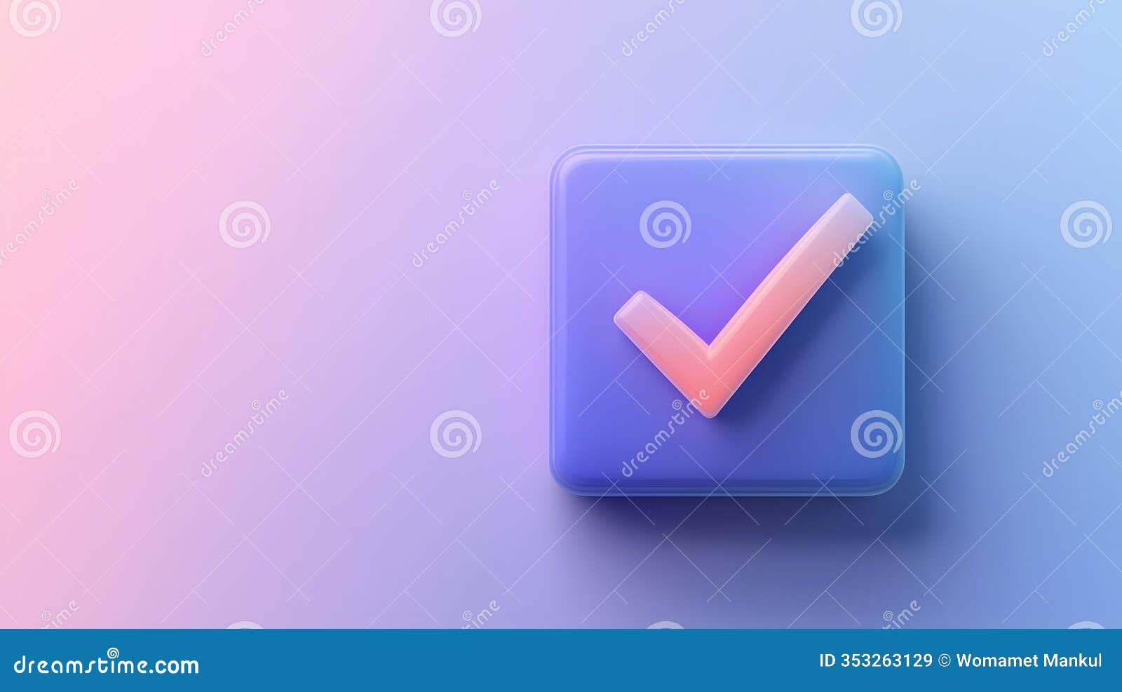 Glossy Bold Checkmark Icon on a Soft Gradient Background, Perfect for ...