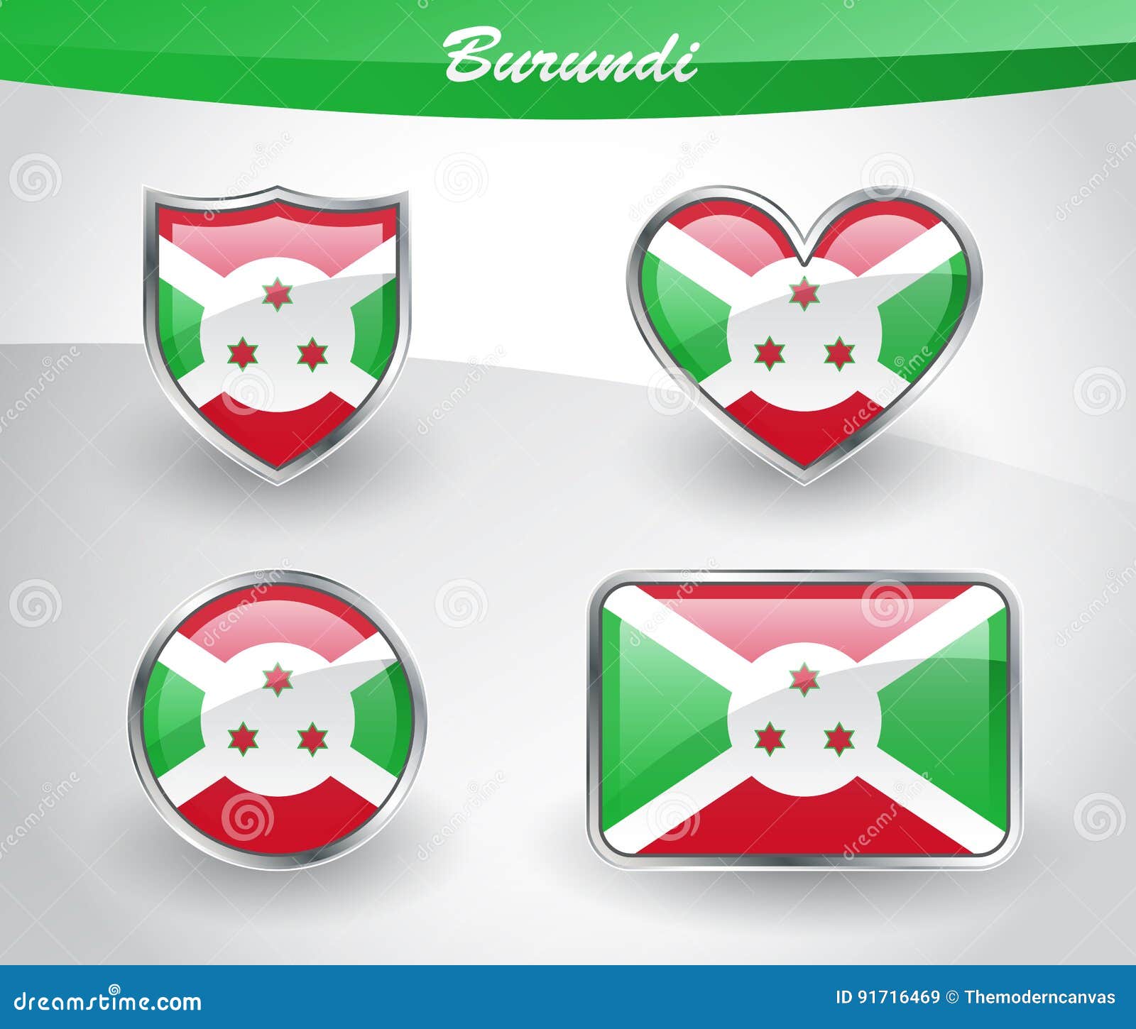 Glossy Burundi Flag Icon Set Stock Vector - Illustration of circle ...