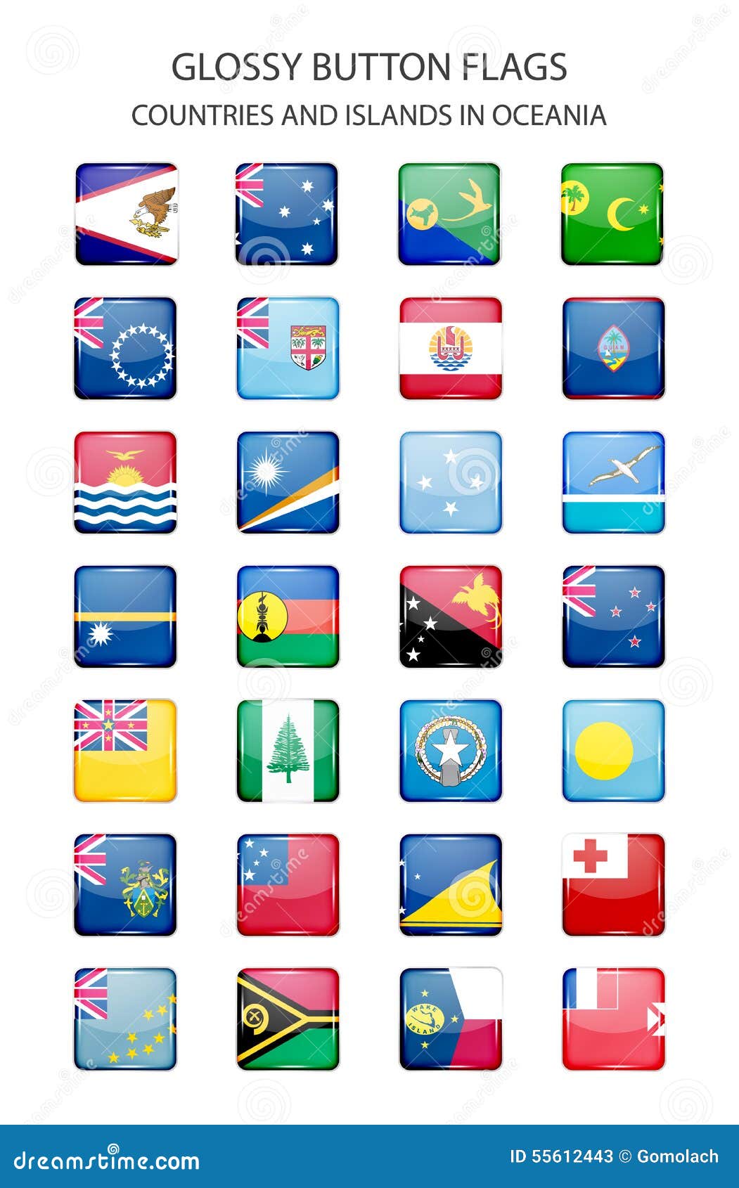 Glossy Button Flags - Oceania. Original Colors Stock Vector ...