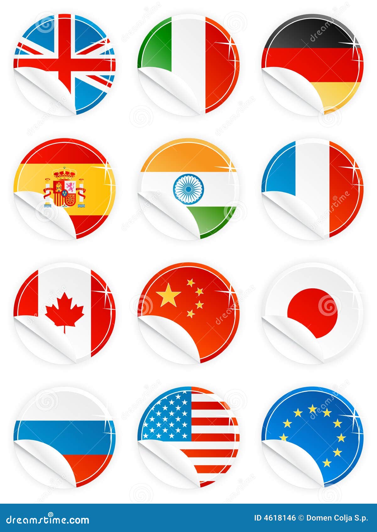 Glossy Button Icon Sticker National Flag Set Stock Vector ...