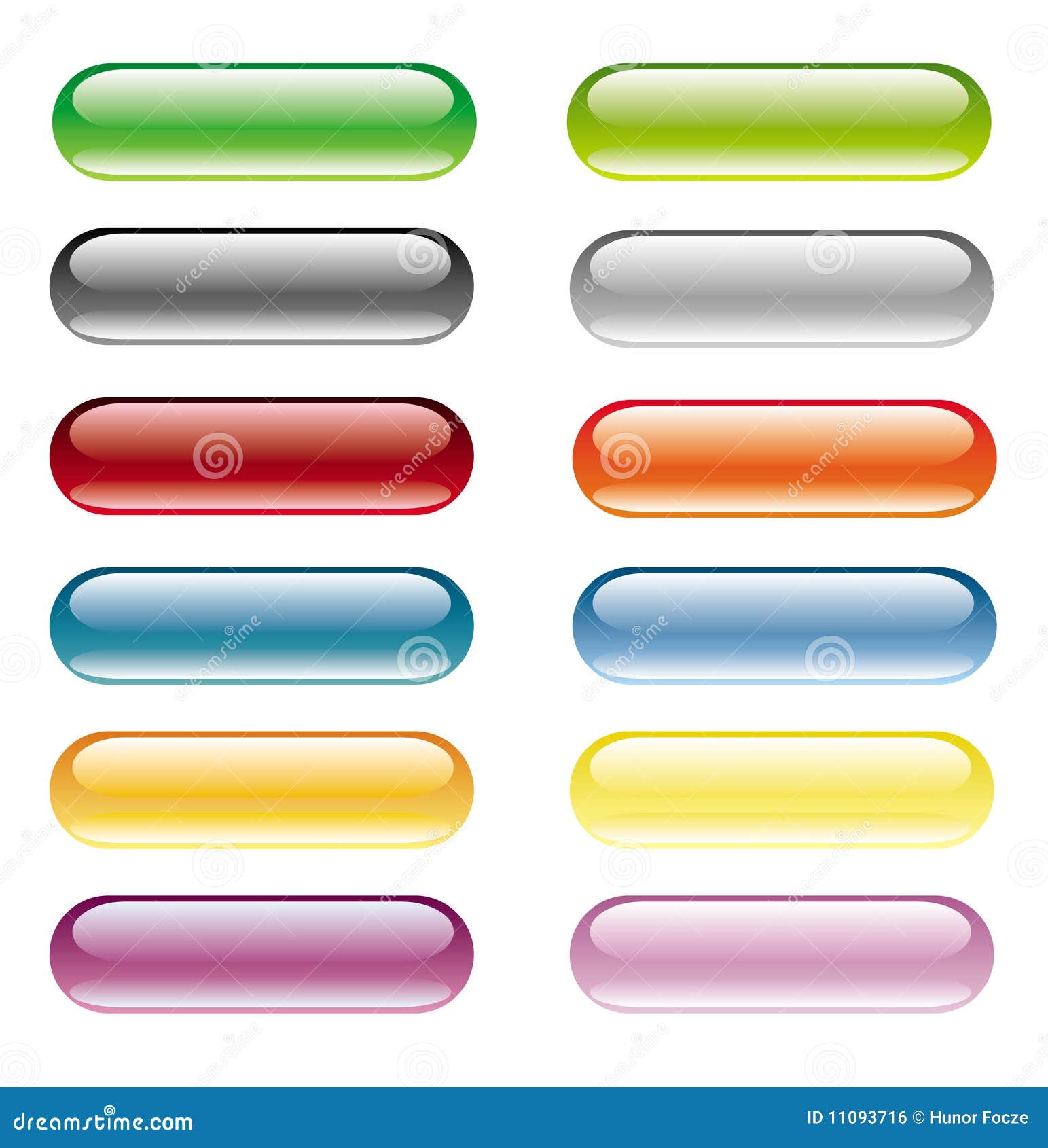 Glossy Button Set with Reflection on Both Sides Stock Vector ...