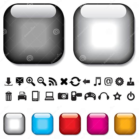 Glossy buttons stock vector. Illustration of button, icon - 8091927