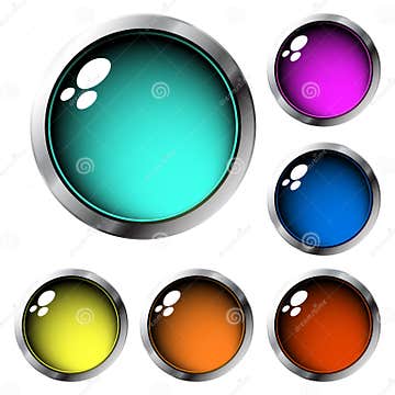 Glossy buttons stock vector. Illustration of chrome, illuminated - 9255966