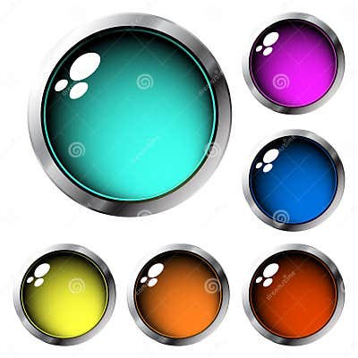Glossy buttons stock vector. Illustration of chrome, illuminated - 9255966