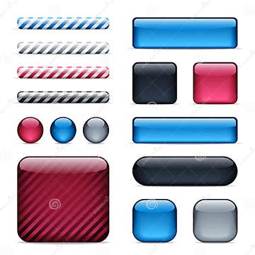 Glossy buttons and bars stock vector. Illustration of preloader - 11588817