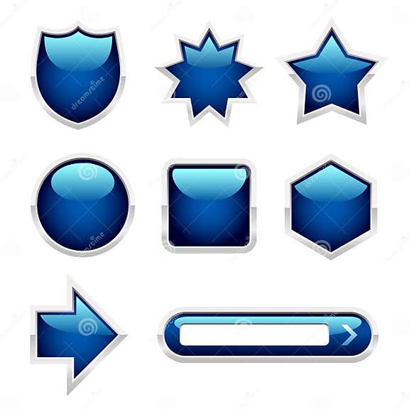 Glossy Buttons with Chrome Borders Stock Vector - Illustration of badge ...