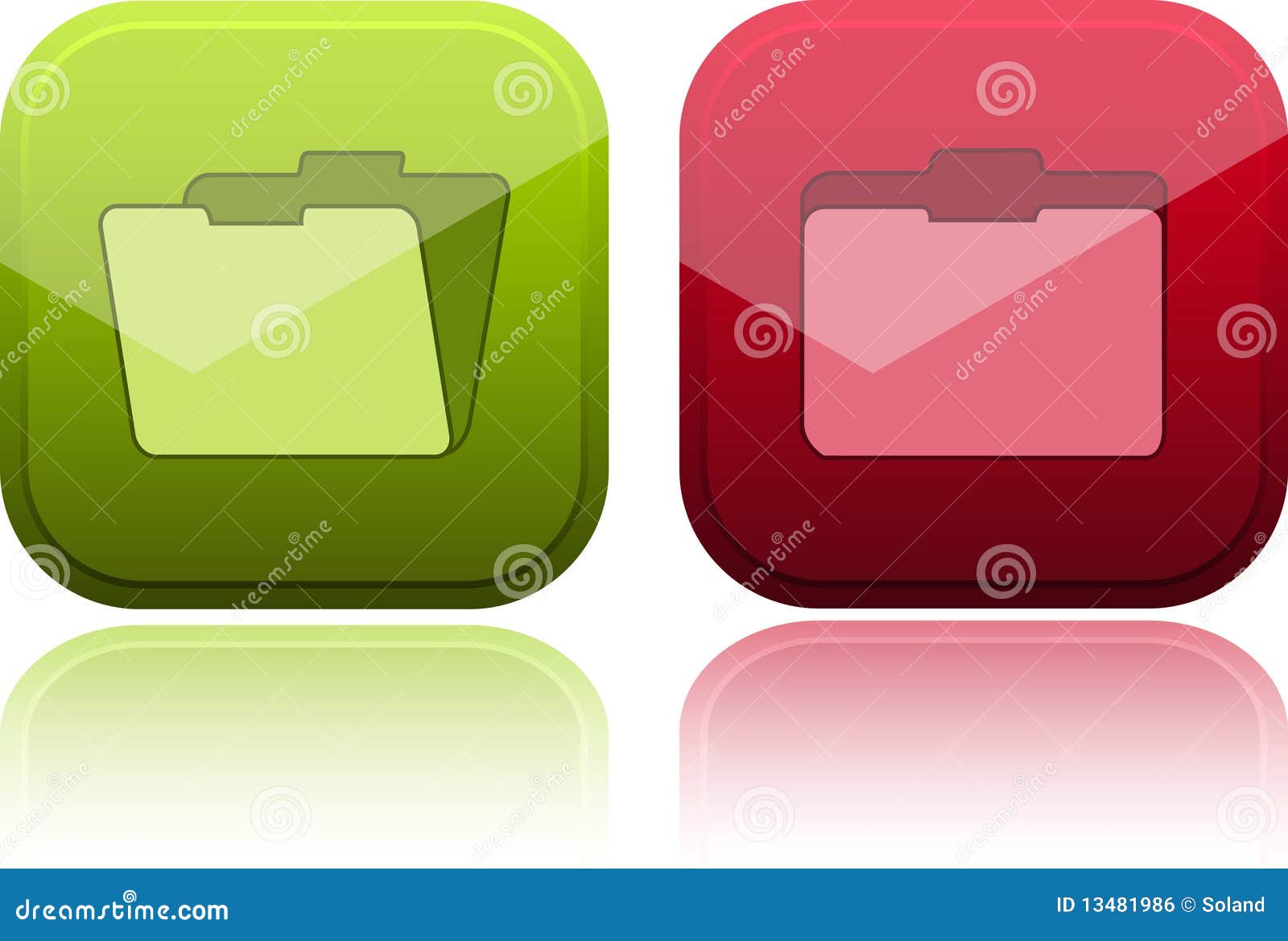 Glossy Buttons with Folder Icon Stock Vector - Illustration of ...