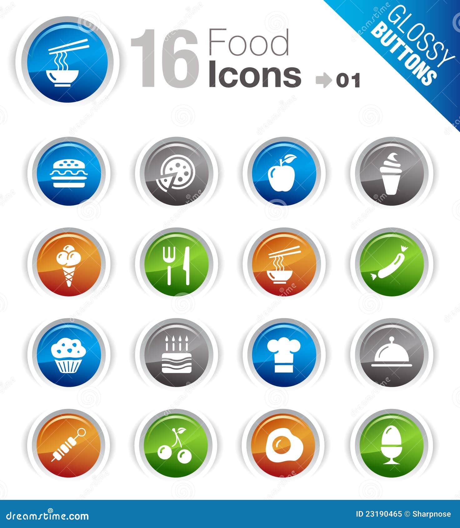 Glossy Buttons - Food Icons Stock Vector - Illustration of blue, diner ...