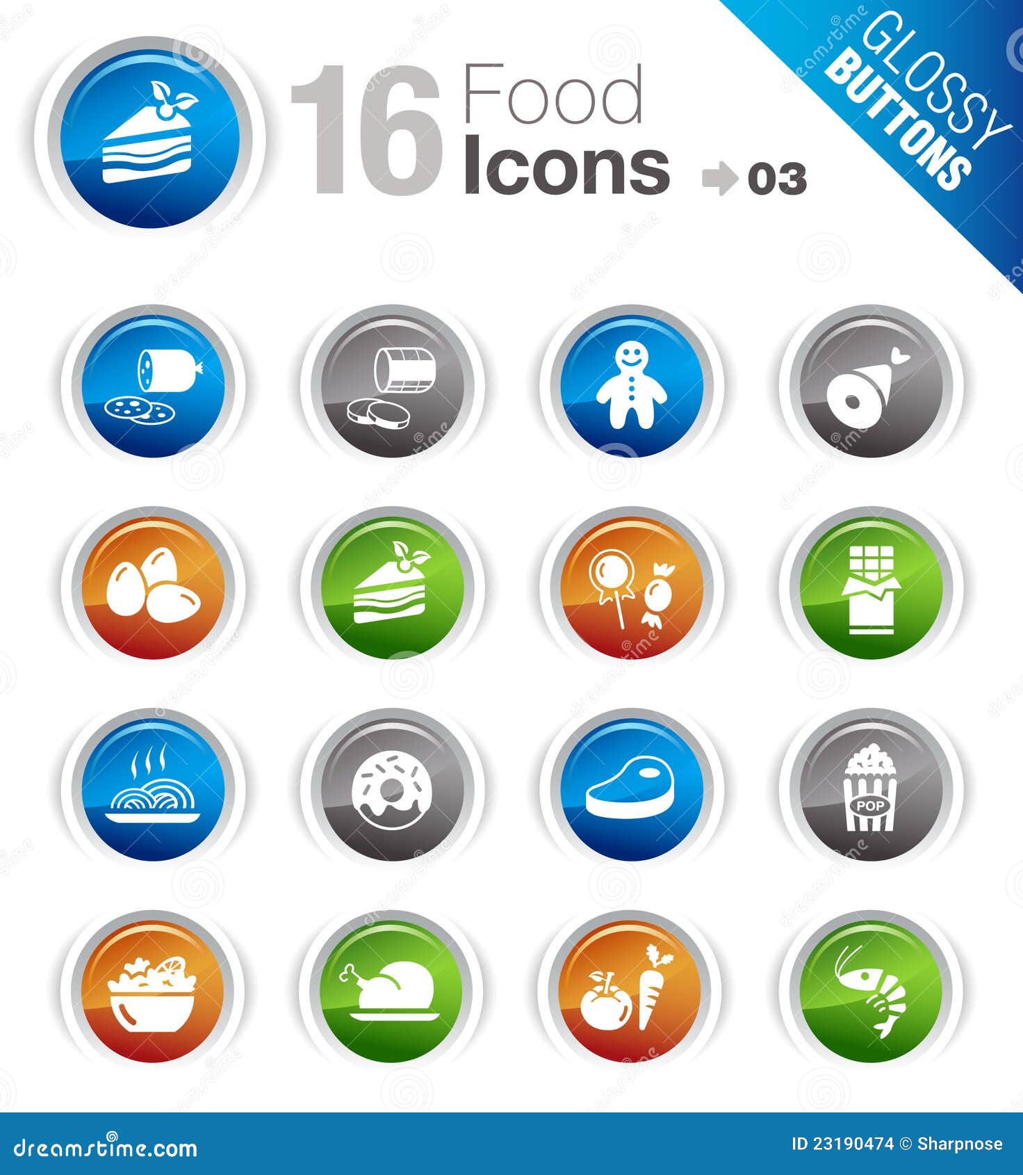 Glossy Buttons - Food Icons Stock Vector - Illustration of lollipop ...