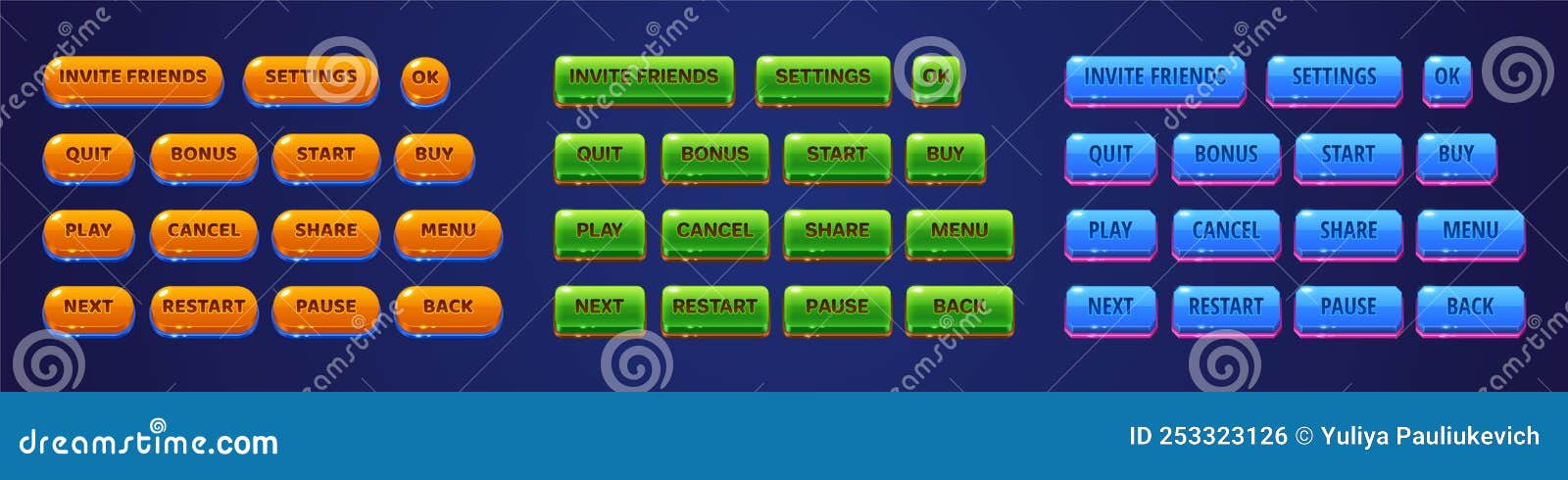 Glossy Buttons for Game or App Menu Interface Set Stock Vector ...