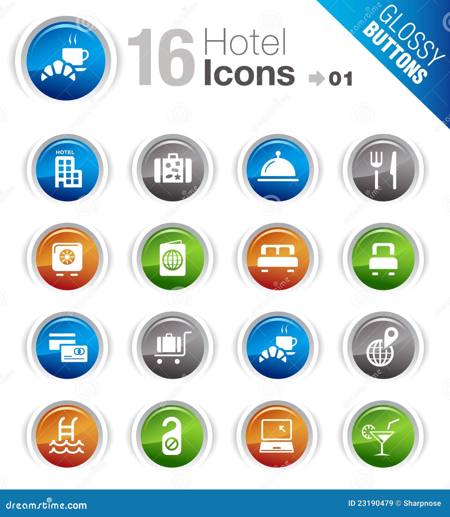 Glossy Buttons - Hotel Icons Stock Vector - Illustration of disturb ...