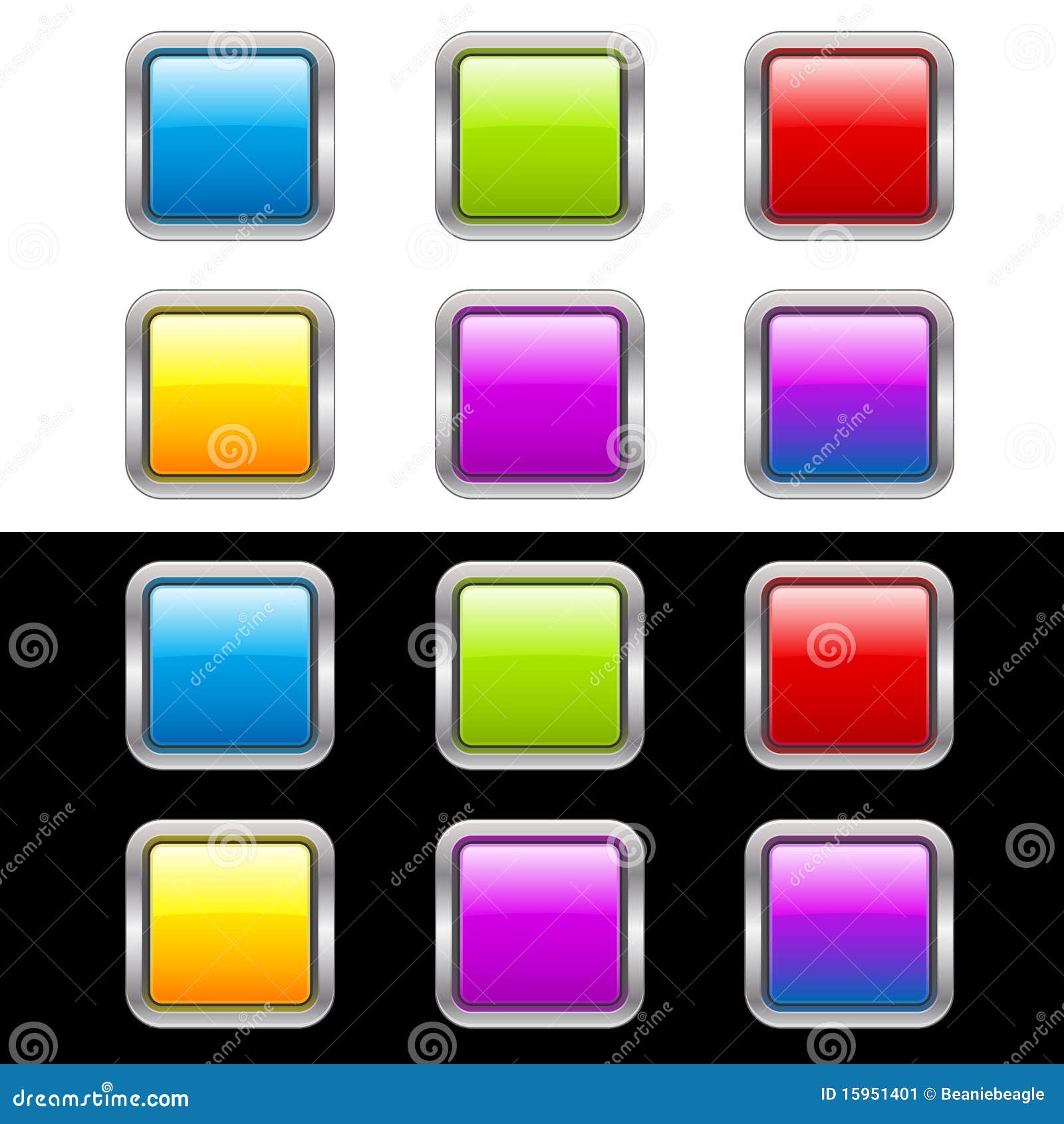 Glossy Buttons with Metallic Frame Stock Vector - Illustration of ...