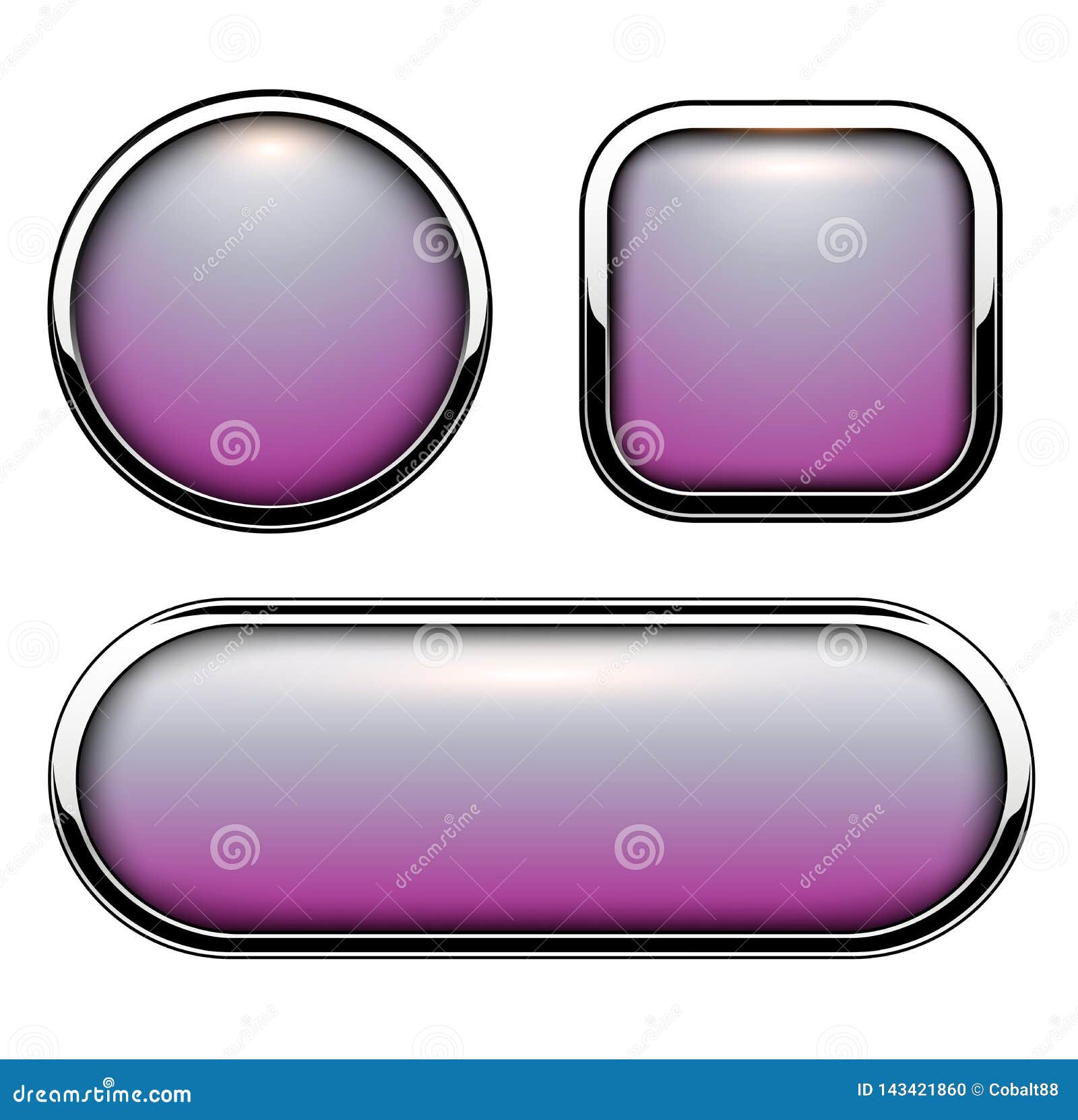 Glossy buttons purple stock vector. Illustration of glass - 143421860