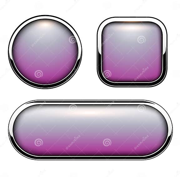 Glossy buttons purple stock vector. Illustration of glass - 143421860