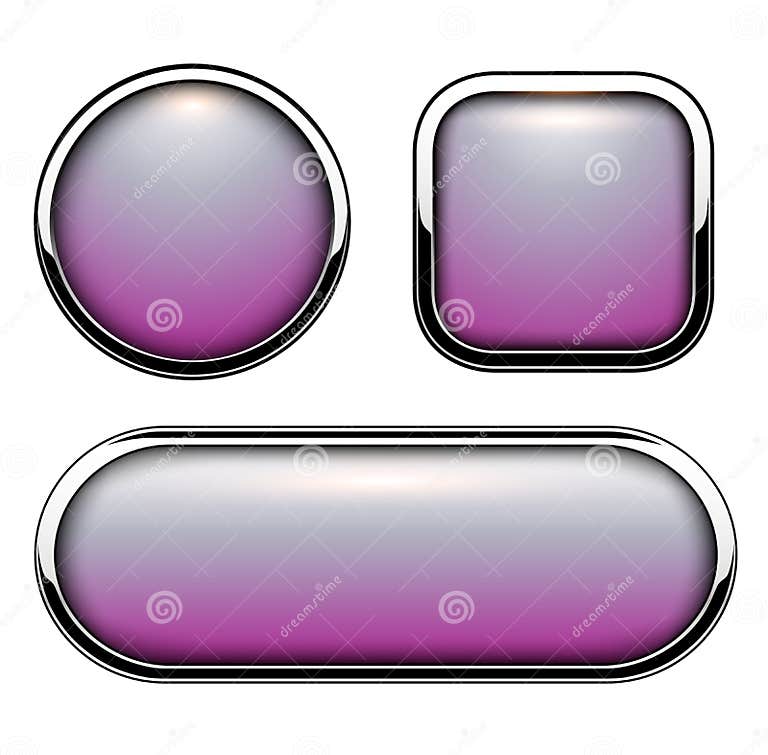 Glossy buttons purple stock vector. Illustration of glass - 143421860