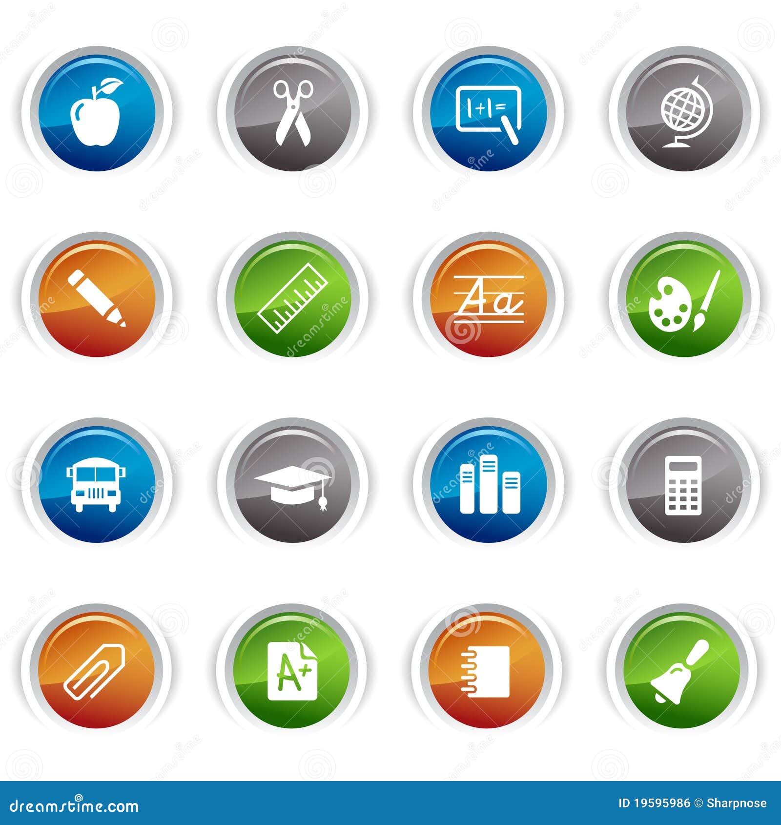 Glossy Buttons - School Icons Stock Vector - Illustration of drawing ...