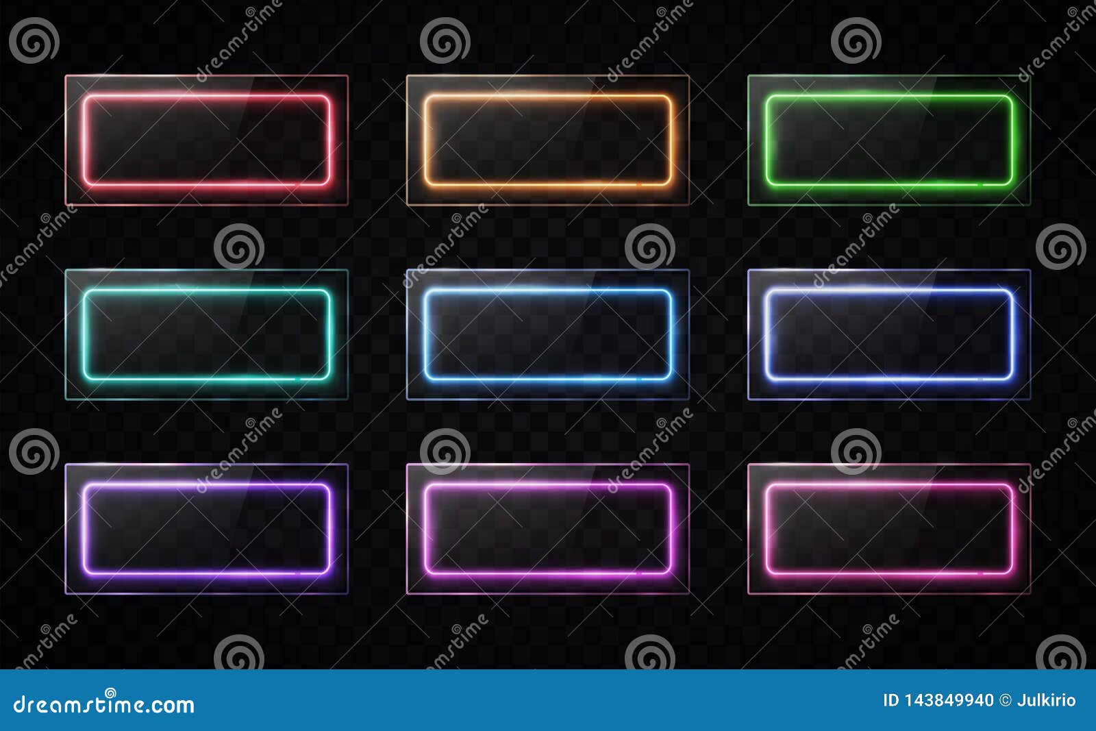 Glossy Buttons Set. Colorful Halogen Lamp Banners. Stock Vector ...