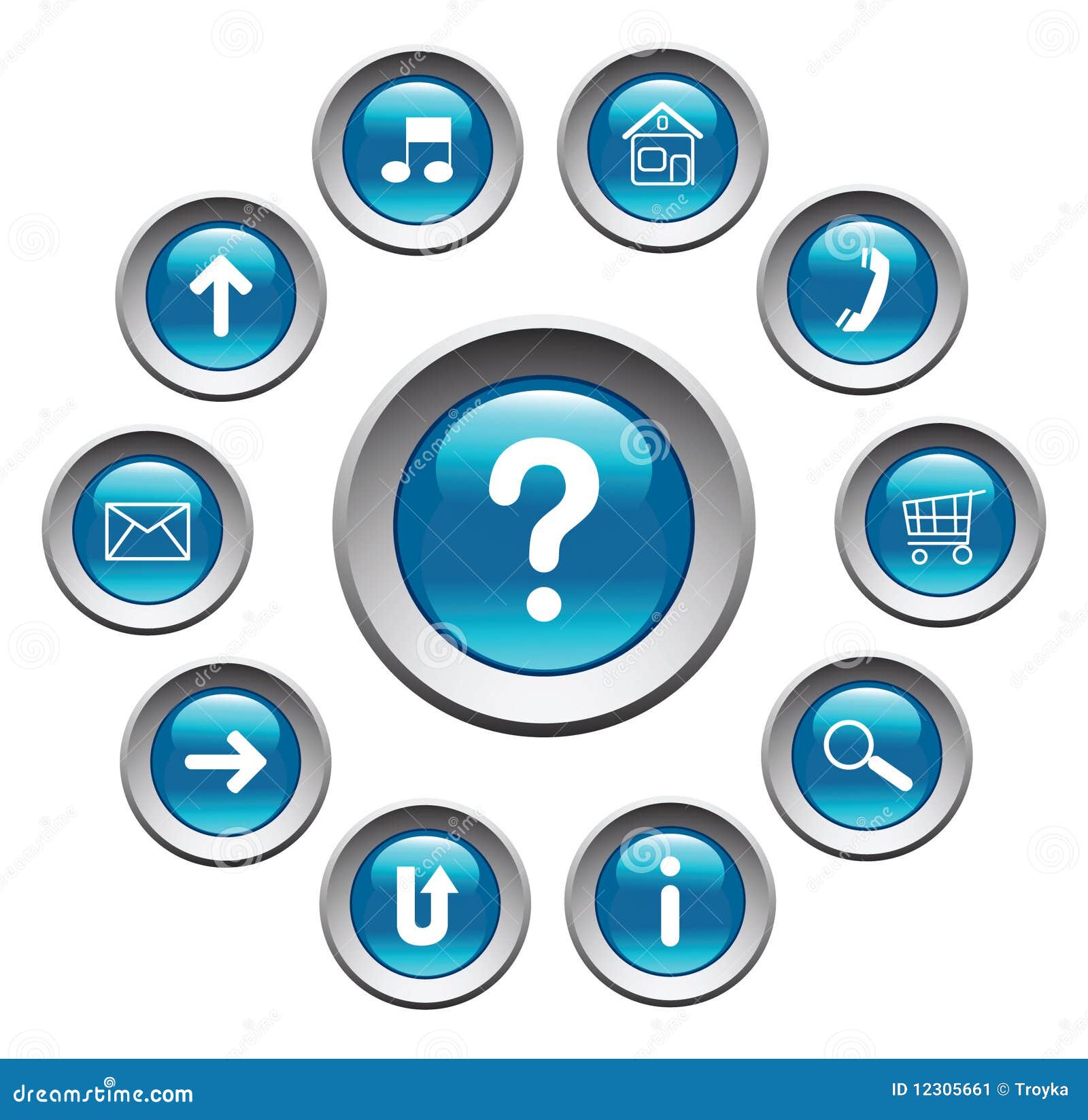 Glossy Buttons with Symbols. Stock Vector - Illustration of push ...