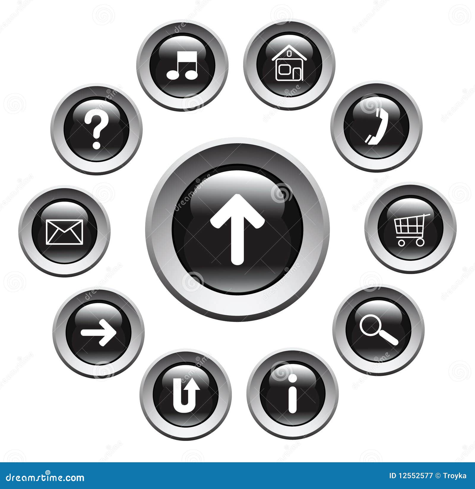 Glossy Buttons with Symbols. Stock Vector - Illustration of button ...