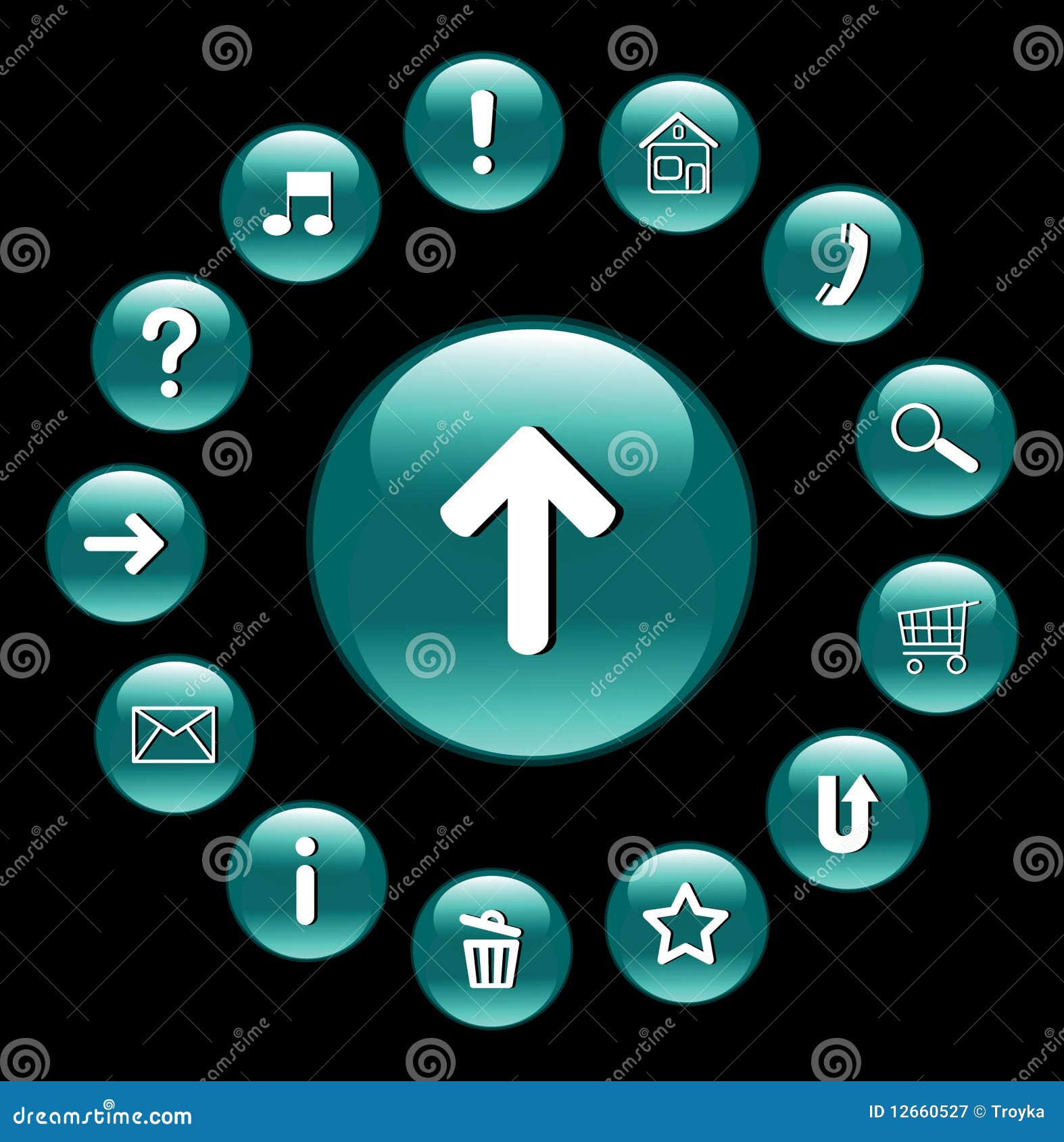 Glossy Buttons with Symbols. Stock Vector - Illustration of isolated ...