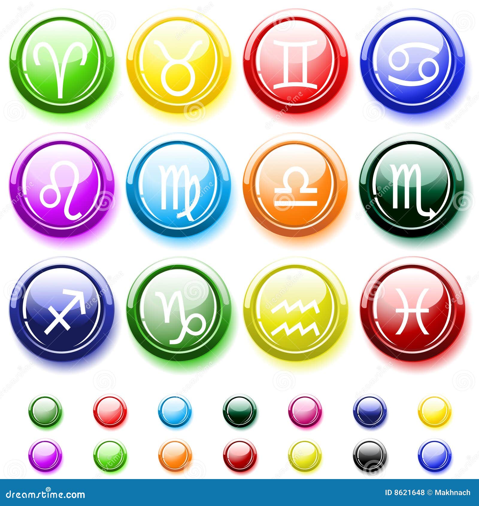 Glossy Buttons With Zodiac Signs Picture. Image: 8621648