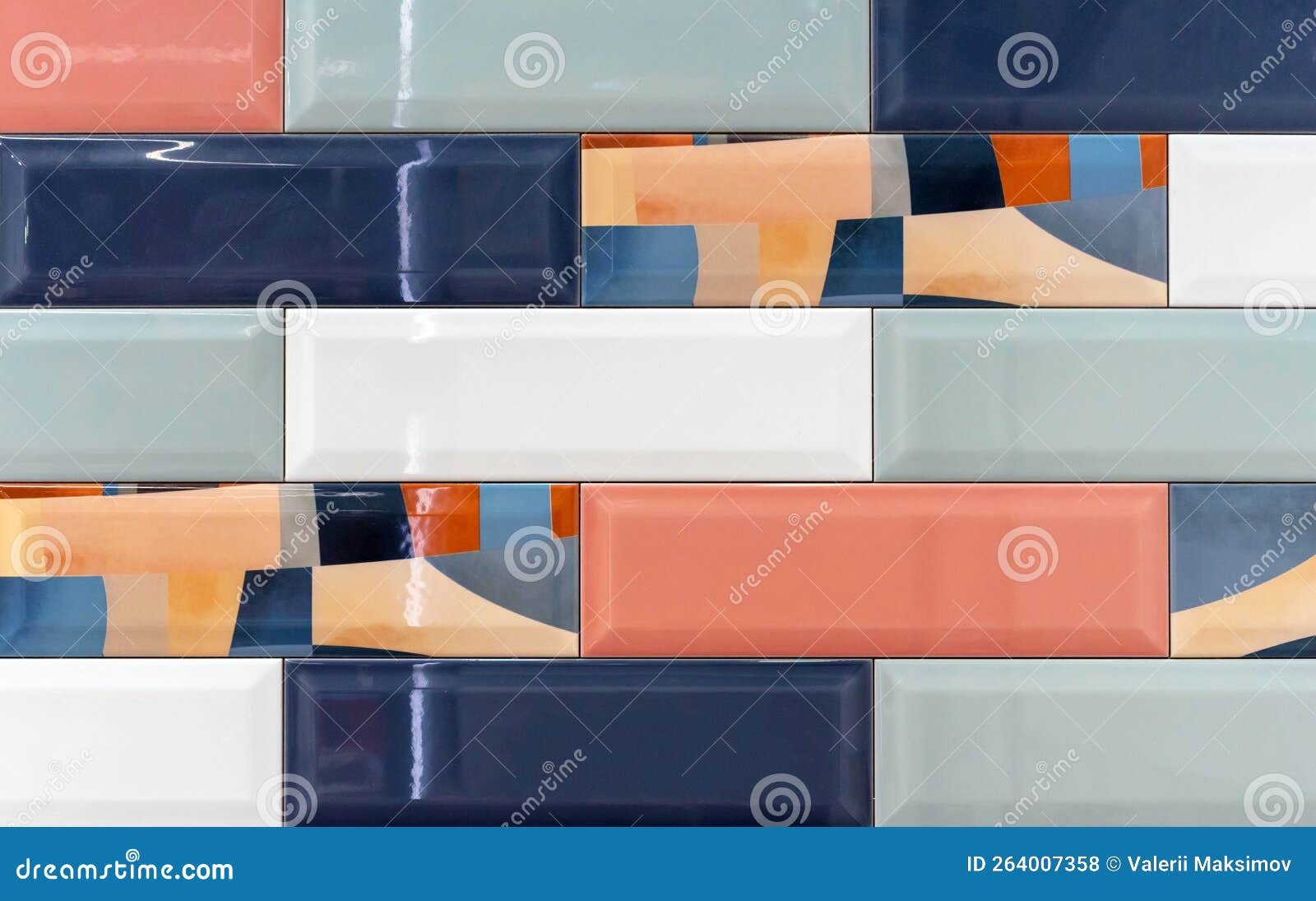 Glossy Ceramic Tiles with Multi-colored Patterns. Stock Photo - Image ...