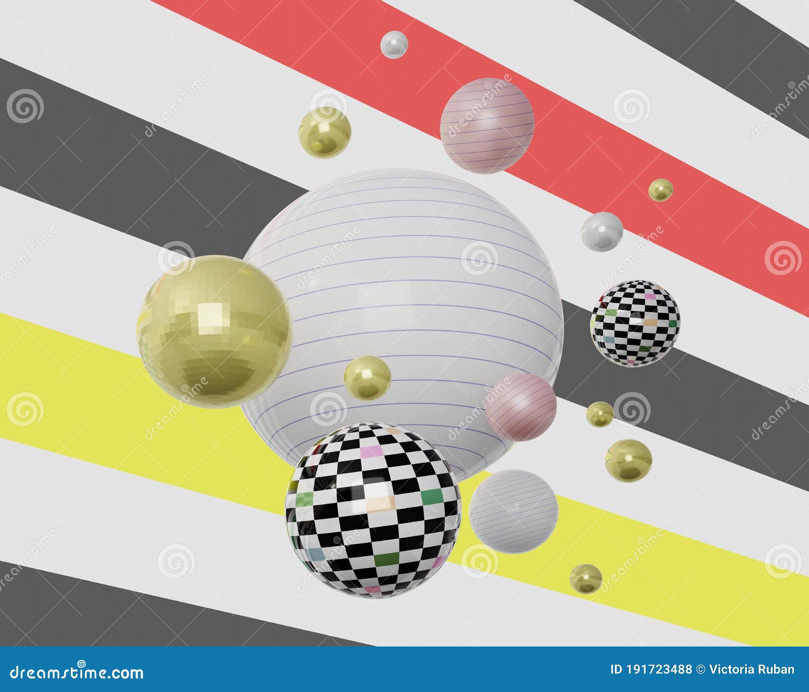 Striped 3d Spheres, Orbs. Sphere Icons, Abstract Sphere Logos. Cartoon ...