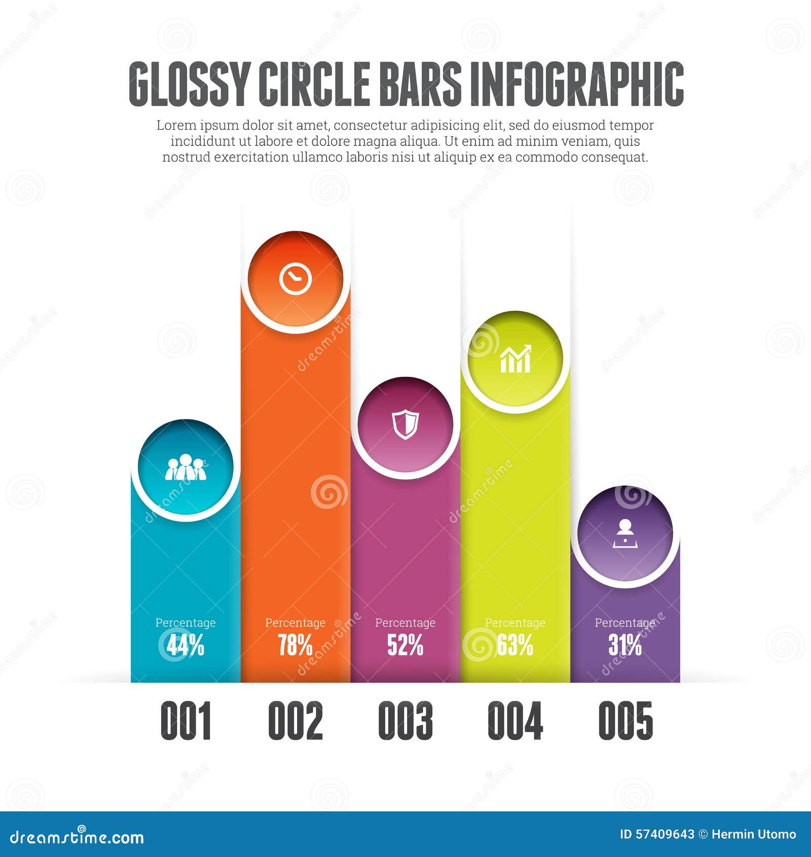 Glossy Circle Bars Infographic Stock Vector - Illustration of gloss ...