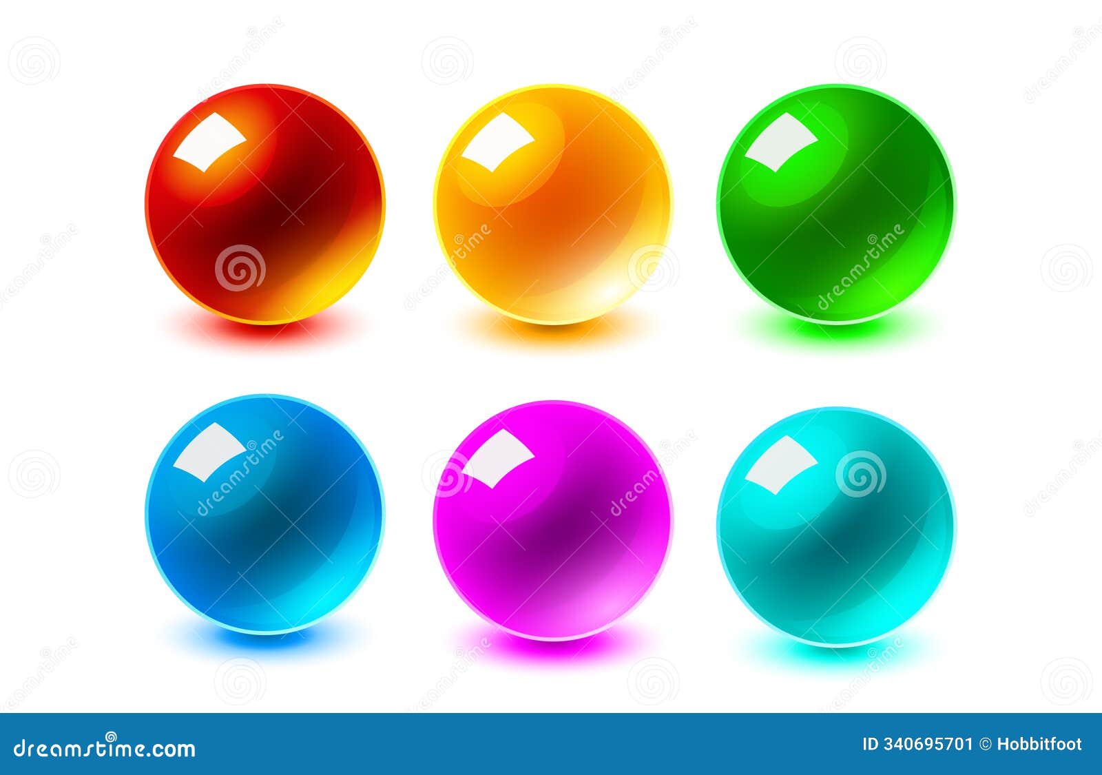 Glossy Circle Buttons, Color Set, 3d Ball. Vector Illustration Stock ...