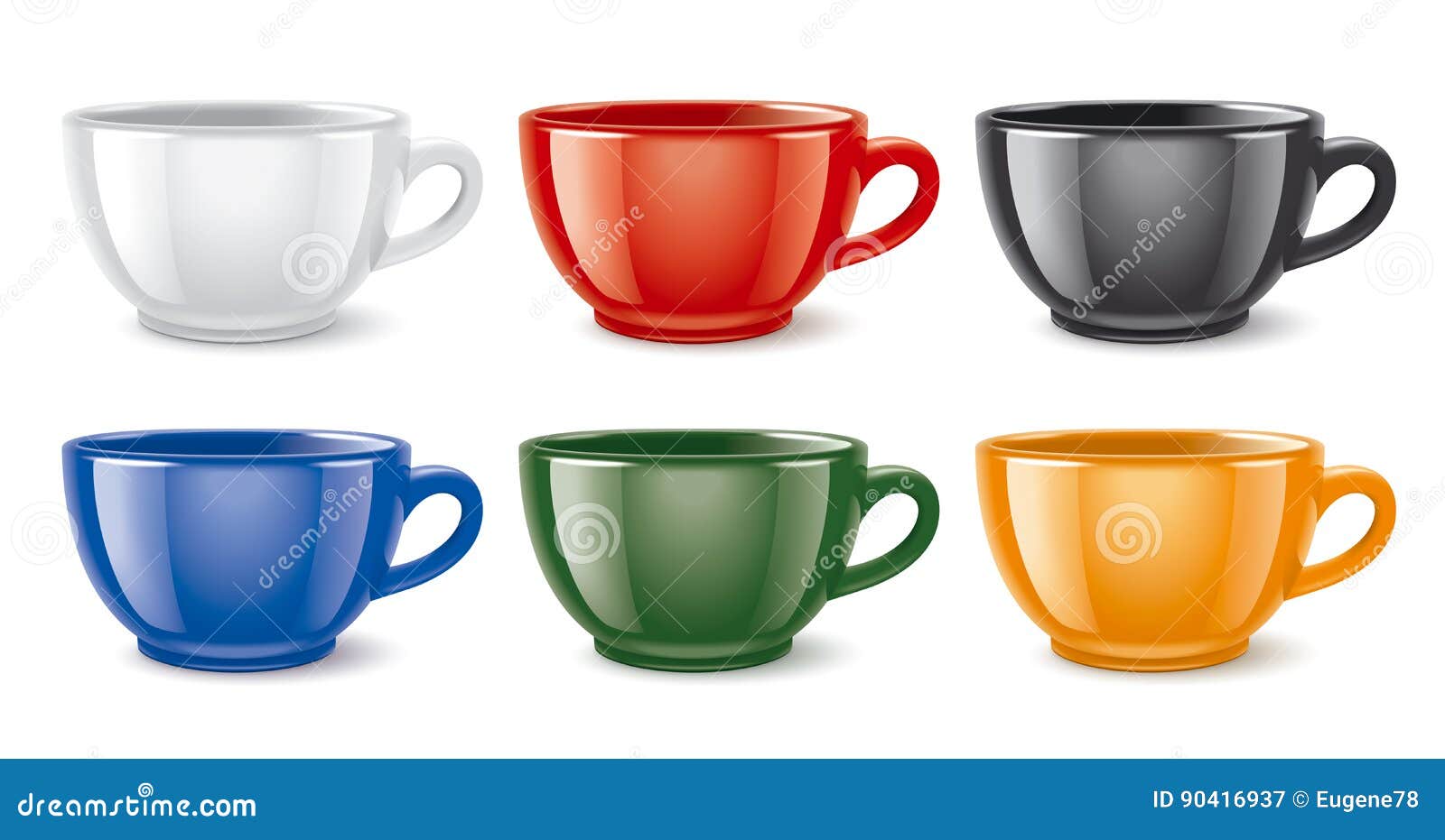 Glossy colored cups stock vector. Illustration of china - 90416937