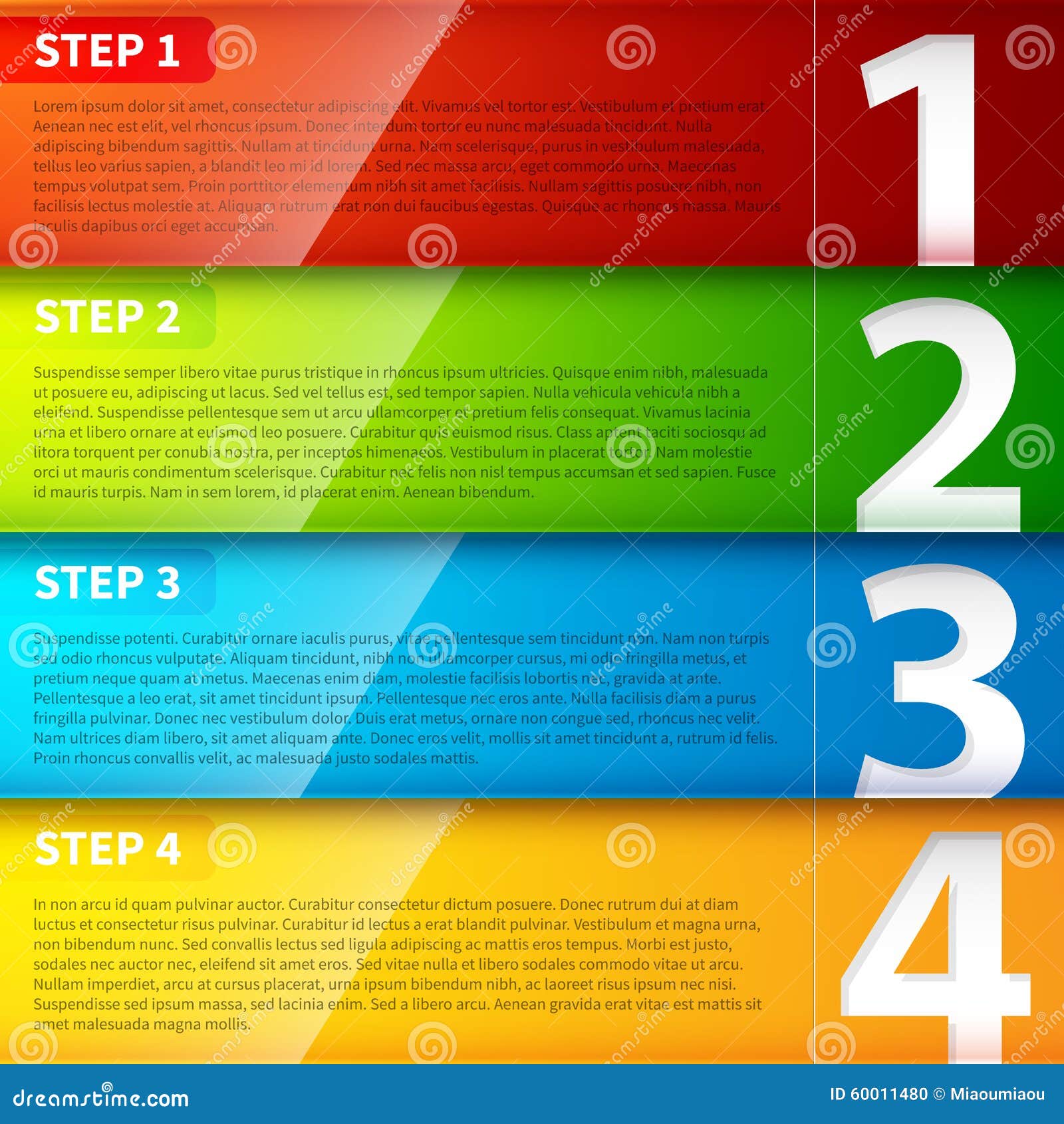 Glossy Colorful Banners with Numbers from 1 To 4. Stock Vector ...