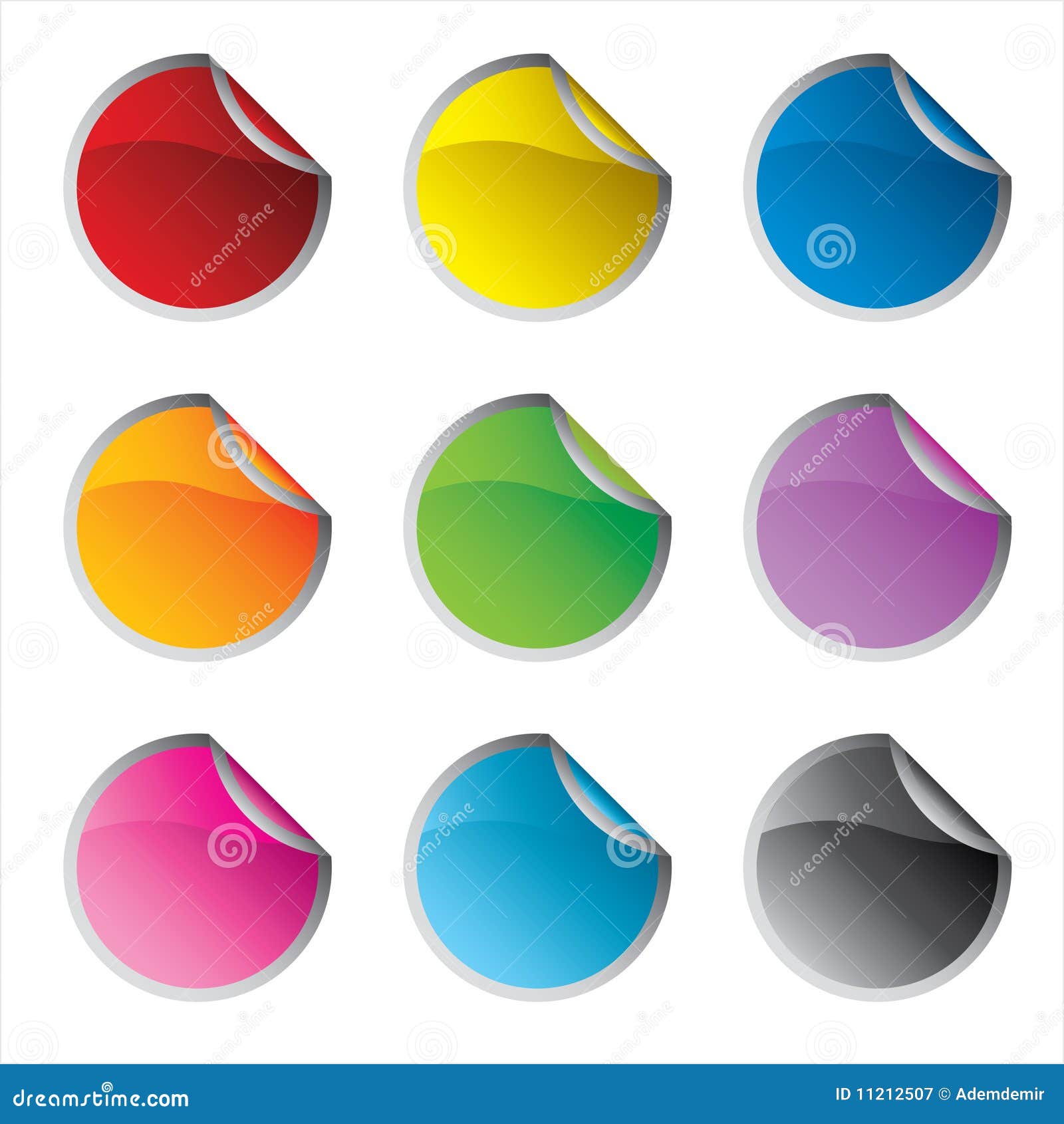 Glossy Colorful Circle Stickers Set Stock Vector - Illustration of ...