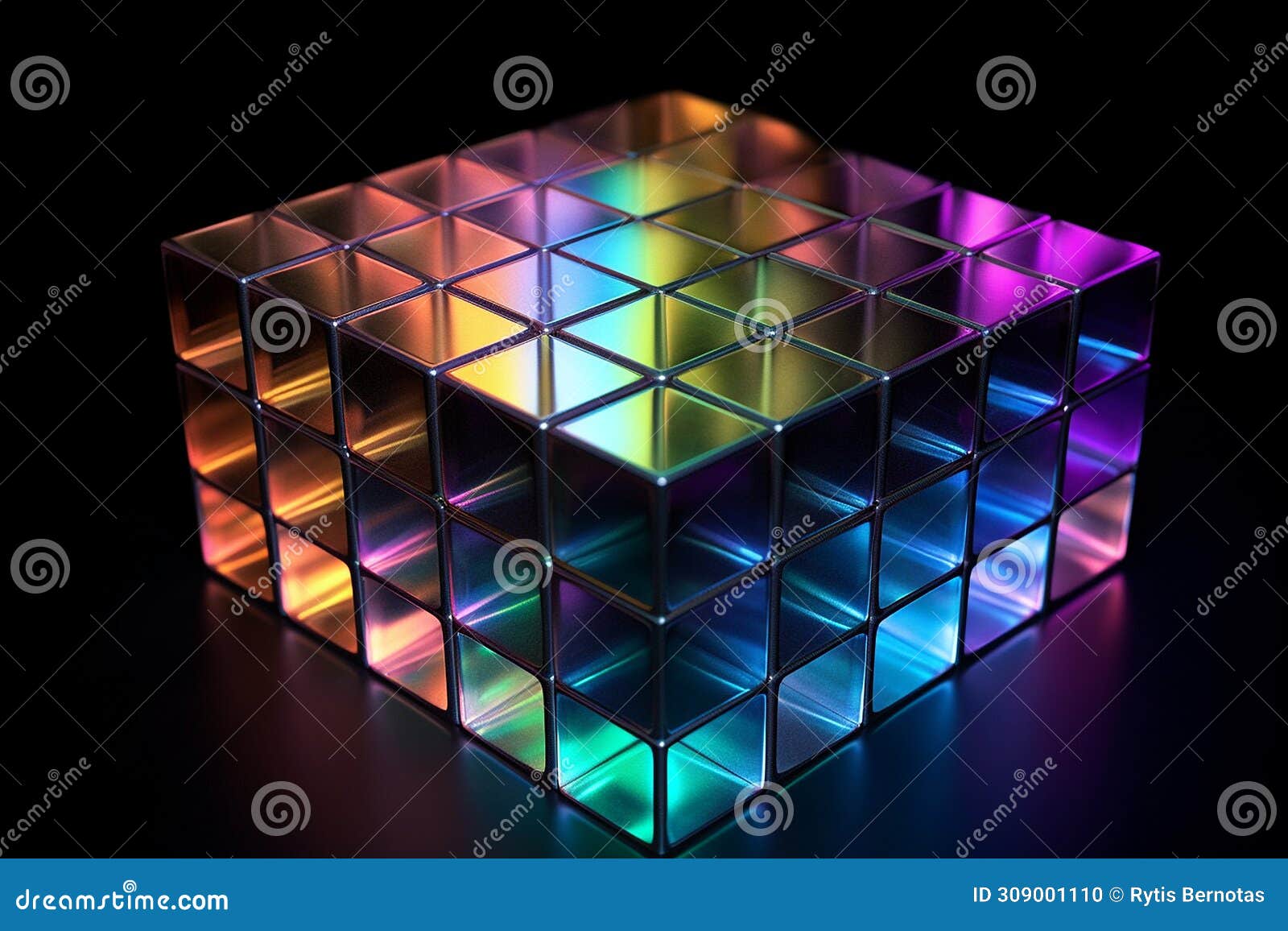 Glossy and Colorful Metallic Cube with Ornaments Pattern Stock ...