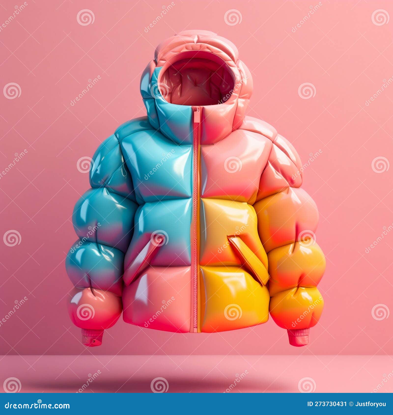 Glossy Colorful Puffer Jacket. Generative AI Stock Illustration ...