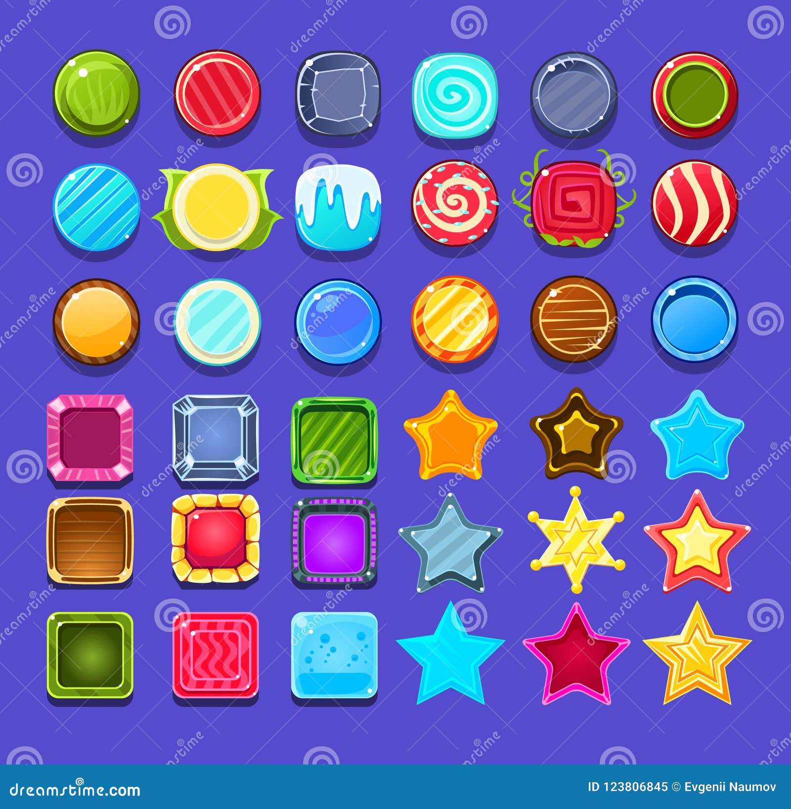 Glossy Colorful Shapes Set, Decorative Elements for Gui User Interface ...